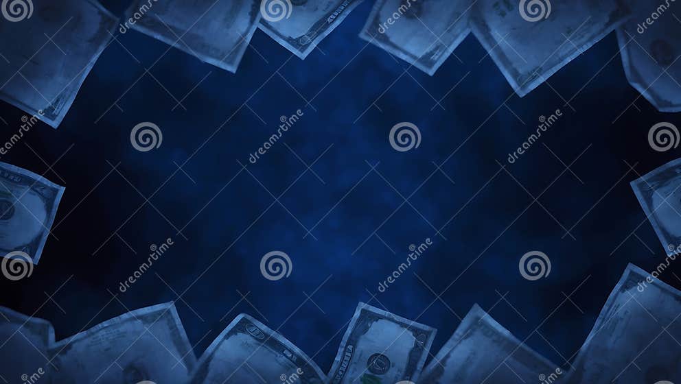 Floating Banknotes Create an Intriguing Pattern Against a Dark Blue ...