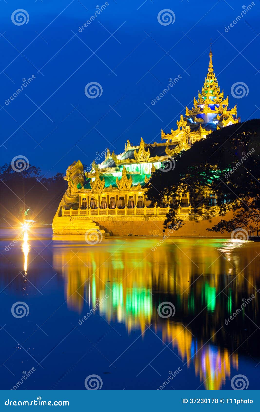 The Floating Barge in Yangon Myanmar Stock Photo - Image of lake, royal ...