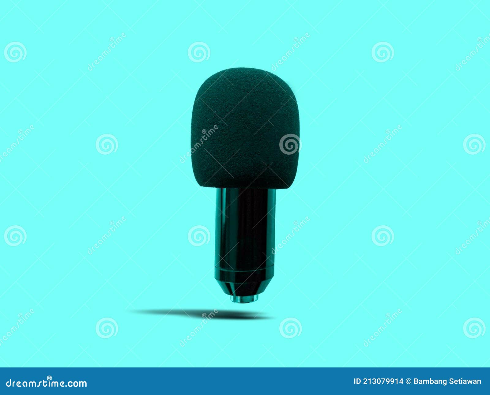 Floating Black Condenser Microphone with Foam Windshield Isolated on ...