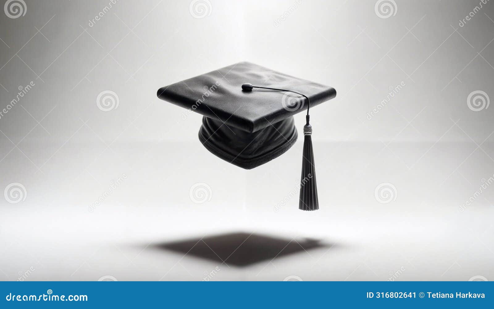 Floating Black Graduation Cap, Centered in a Bright, Soft-lit ...