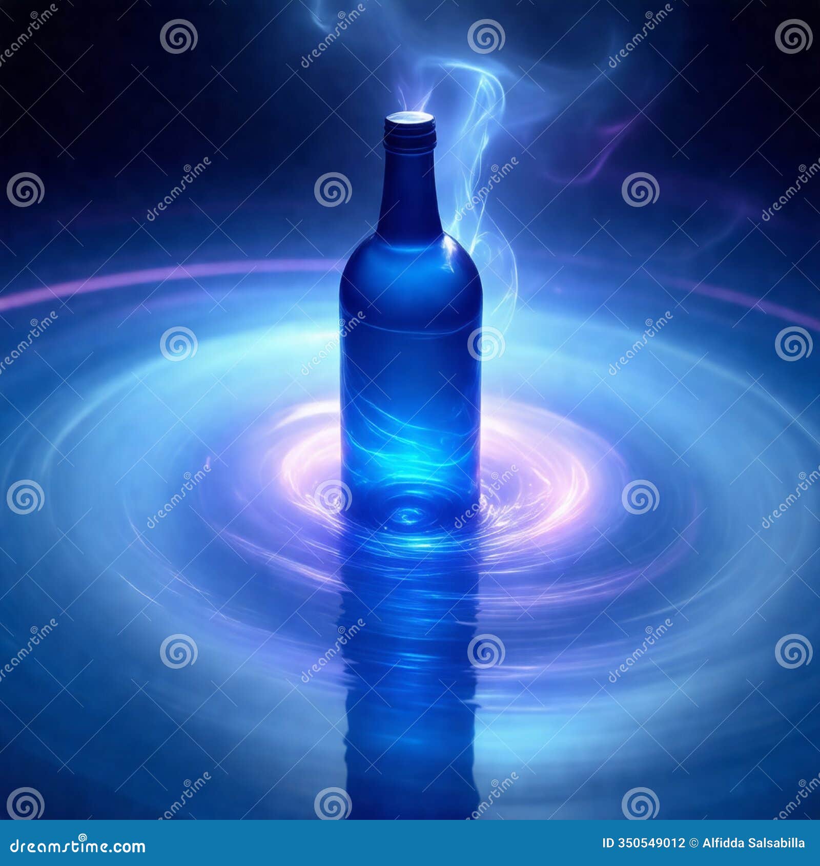 Floating Blank Bottle in Swirling Vortex Stock Illustration ...