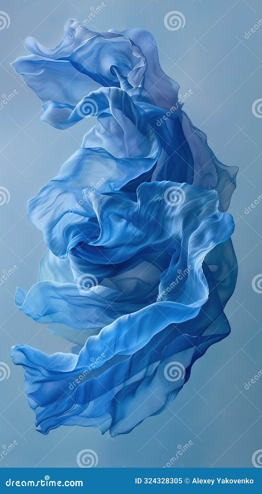 Floating blue fabric. stock image. Image of colorful - 324328305