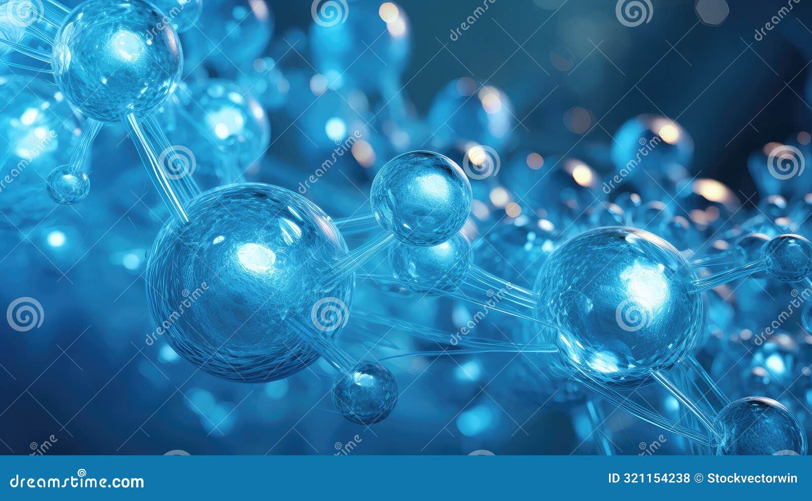 Floating blue molecules stock illustration. Illustration of mesmerizing ...