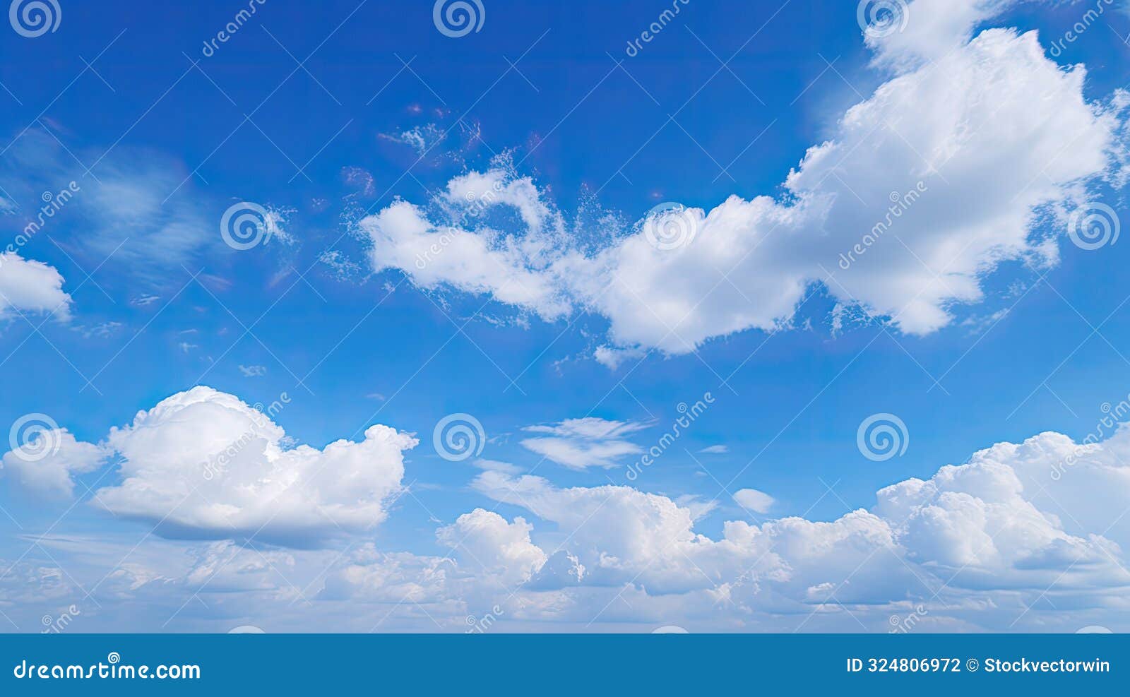 Floating Blue Sky with Clouds Stock Illustration - Illustration of vast ...