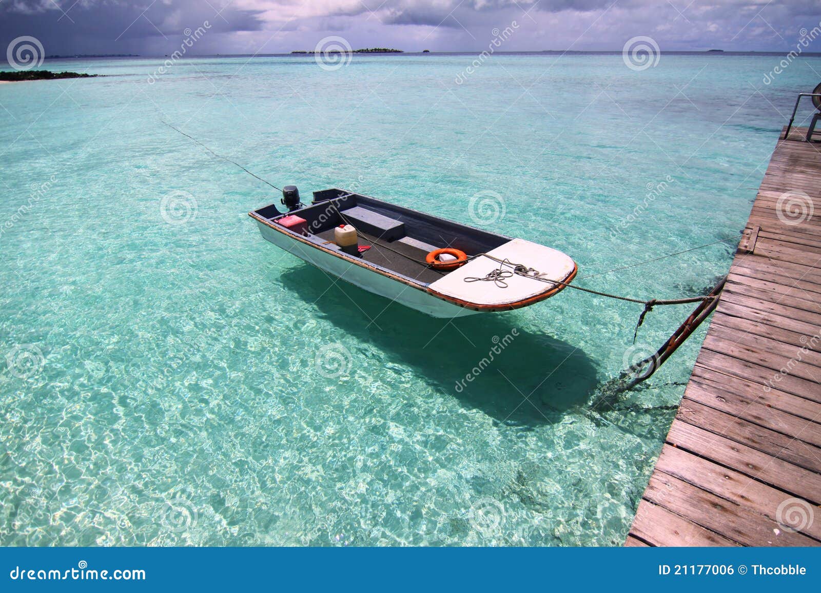 Floating Boat on the Blue Sea, Maldives Stock Photo - Image of shadow ...