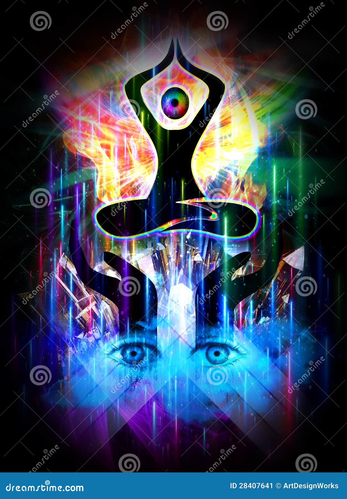 Dark Floating Evil Gold Spirit Dripping Oil Blood Front View Royalty ...