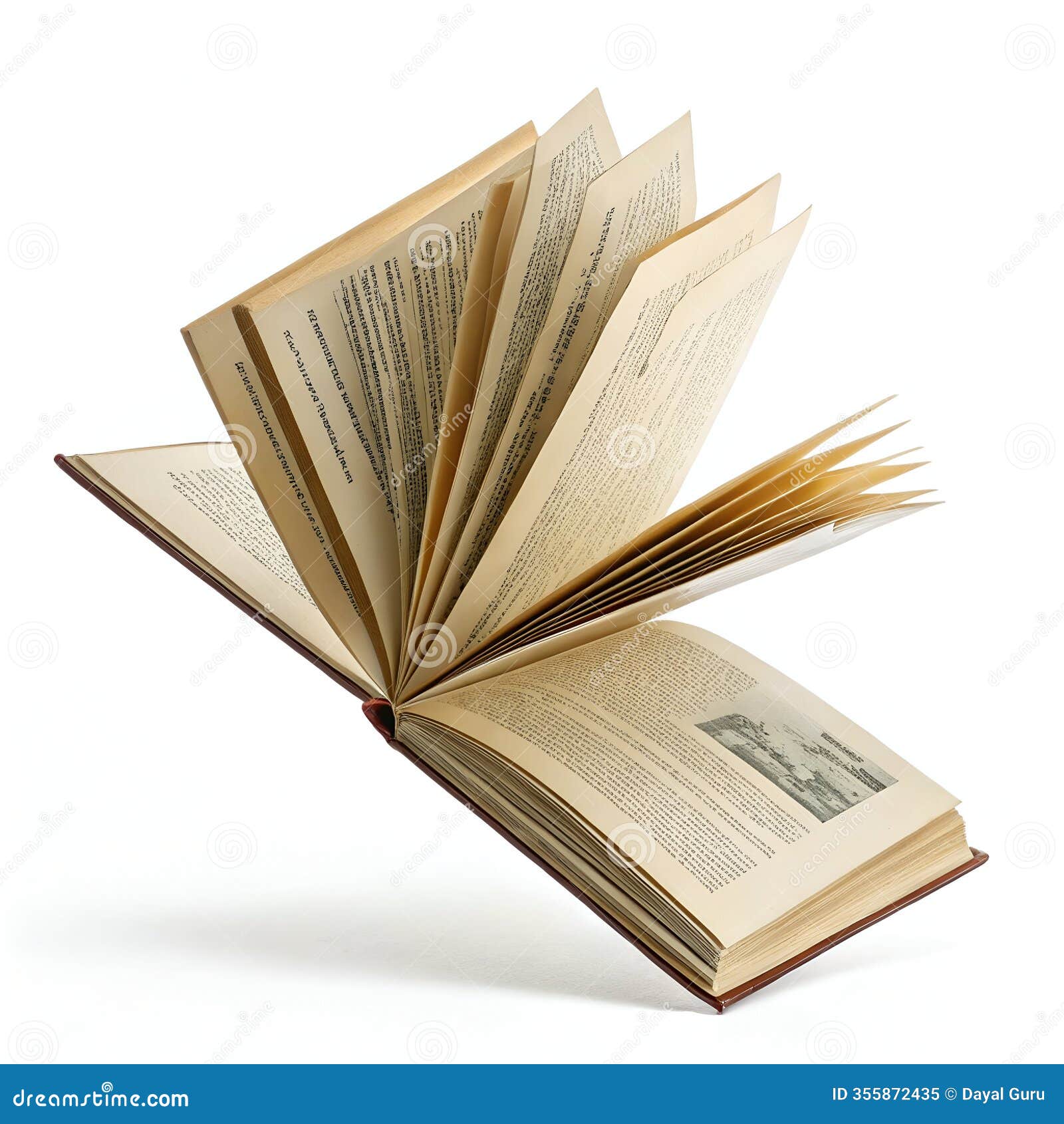 Floating Book Opened Isolated on White Background Stock Illustration ...