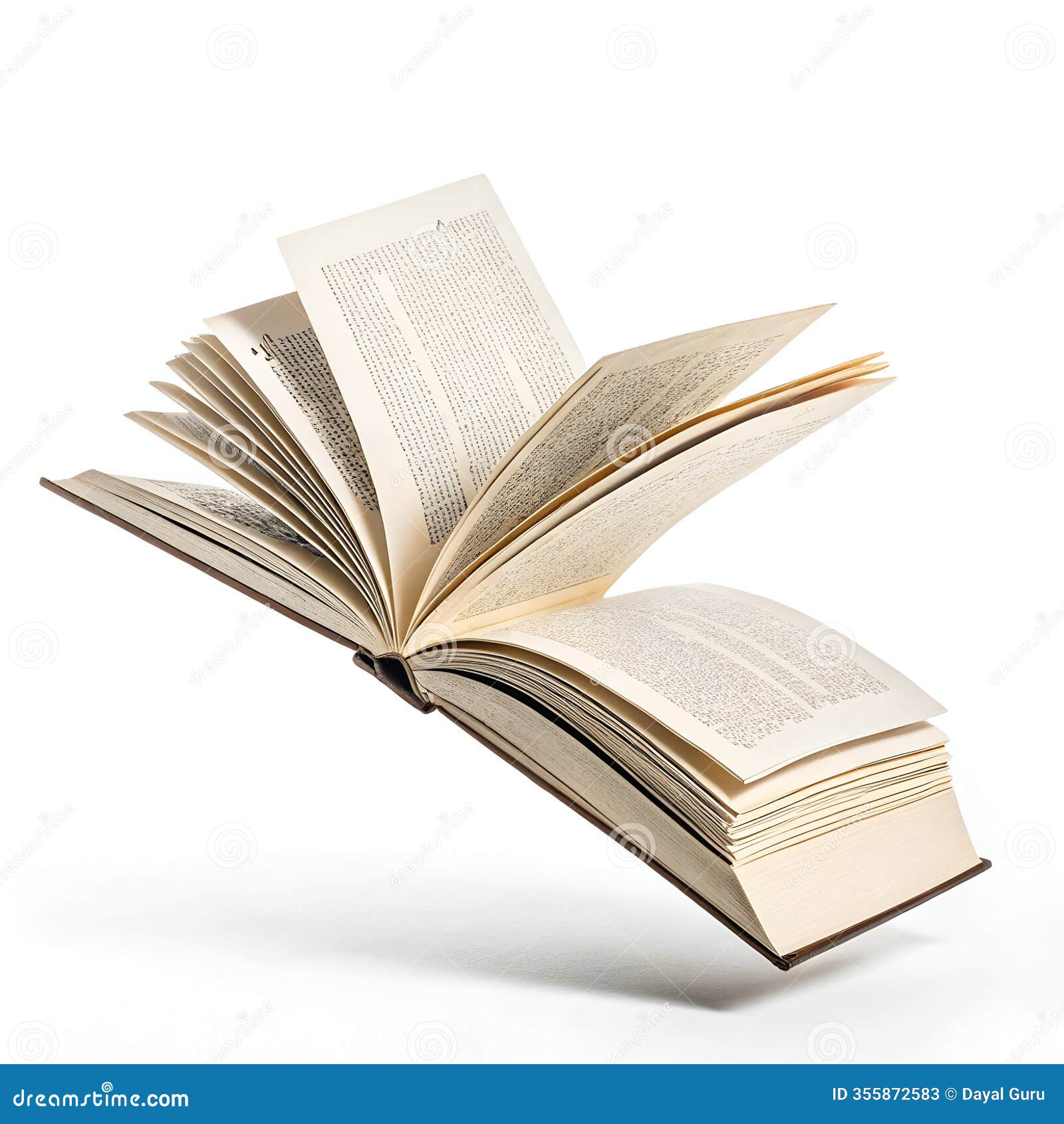 A Floating Book Opened Isolated on White Background Stock Illustration ...