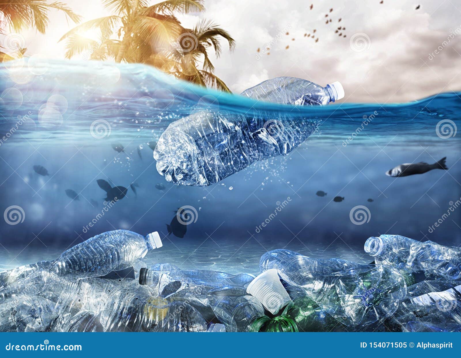 Floating Bag. Problem Of Plastic Pollution Under The Sea Concept ...