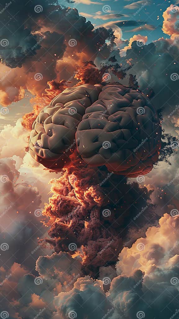 Floating Brain among Dramatic Clouds, Surreal Conceptual Art ...