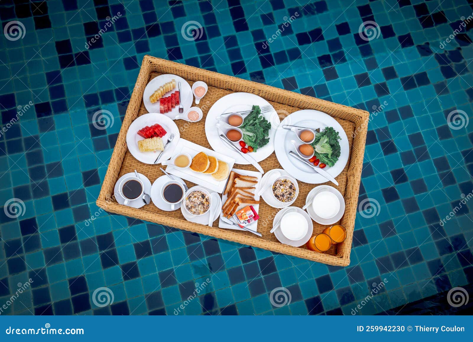 Floating Breakfast stock photo. Image of fruit, exotic - 259942230