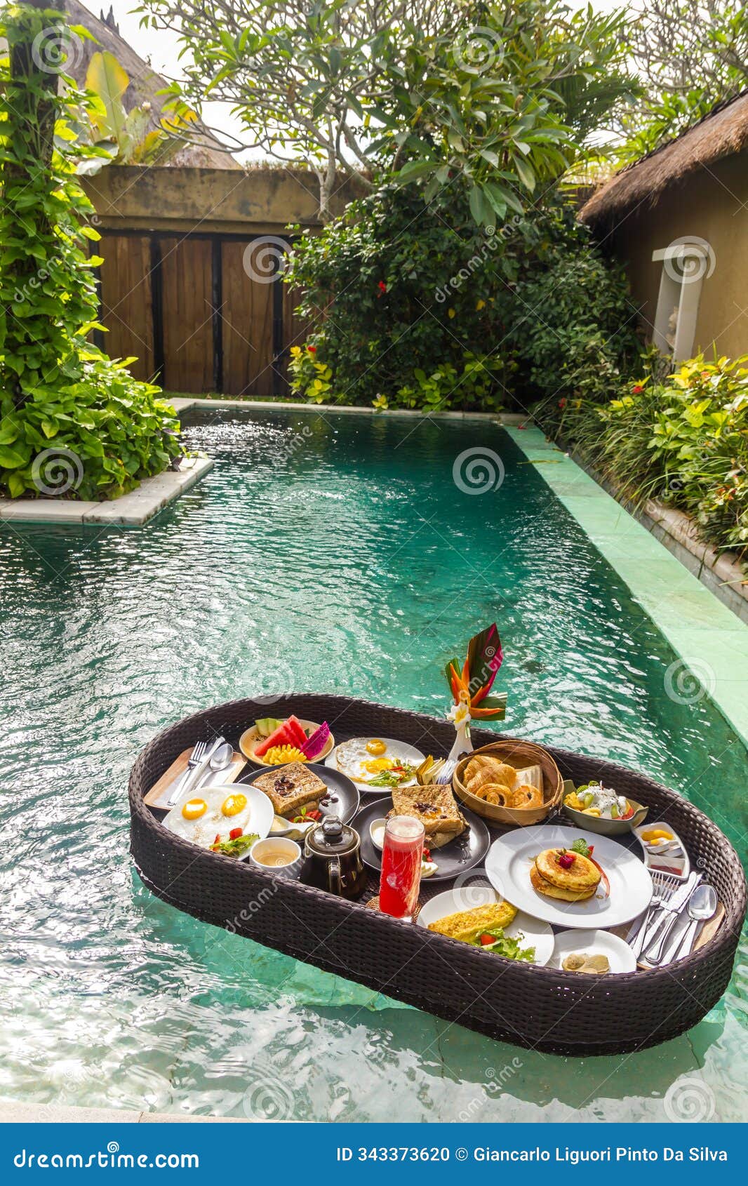 Floating Breakfast in a Swimming Pool Stock Photo - Image of delicious ...