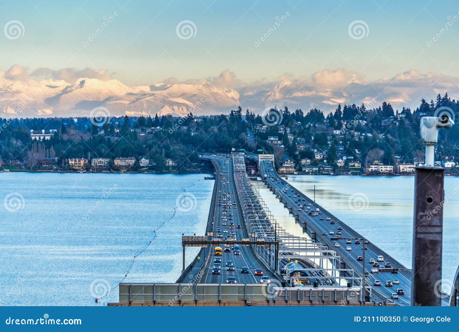 Floating Bridges in the Evening 4 Stock Photo - Image of highway ...