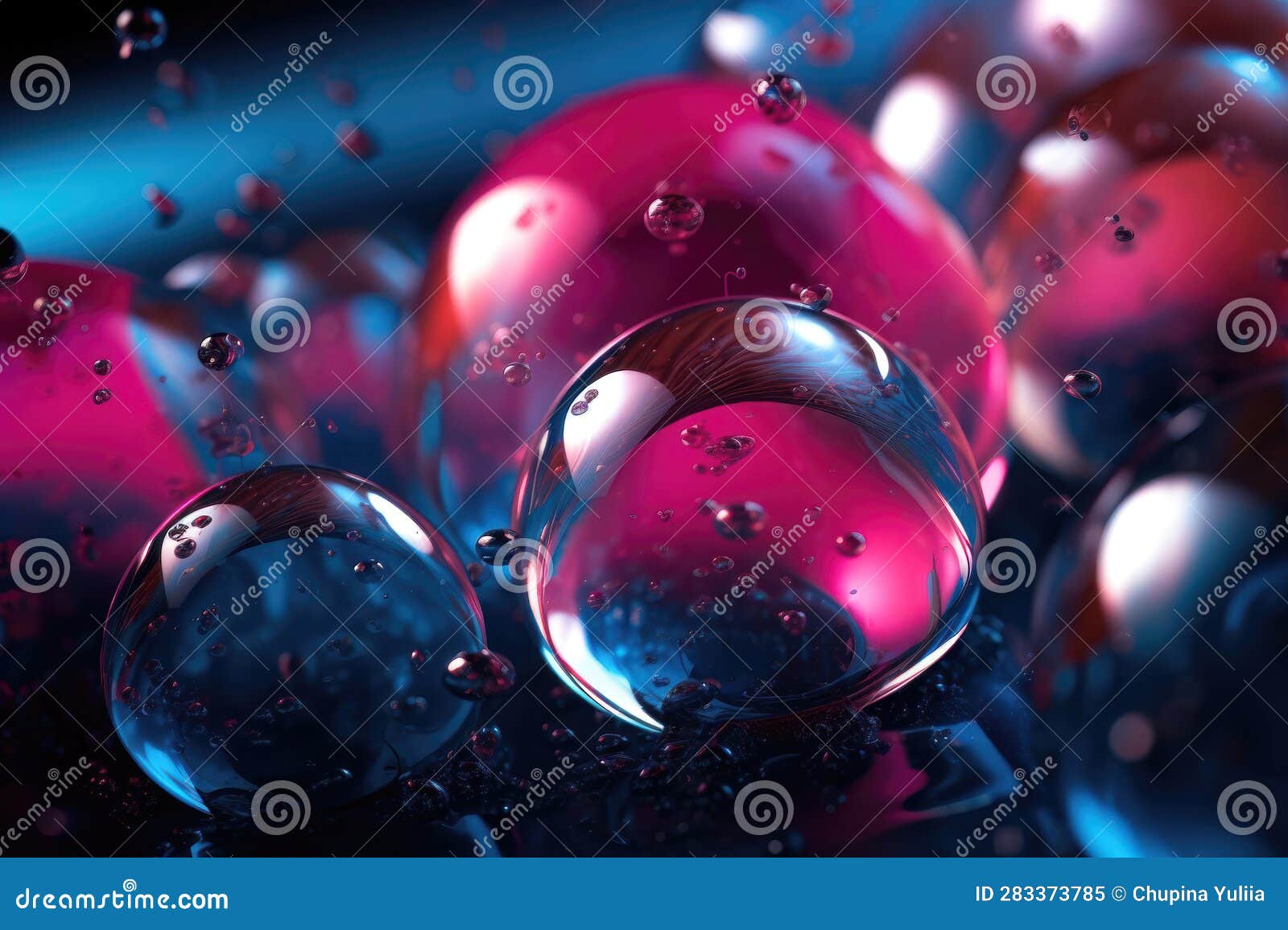 Floating Bright, Effervescent Pink and Blue Glowing Orbs. AI Generated ...