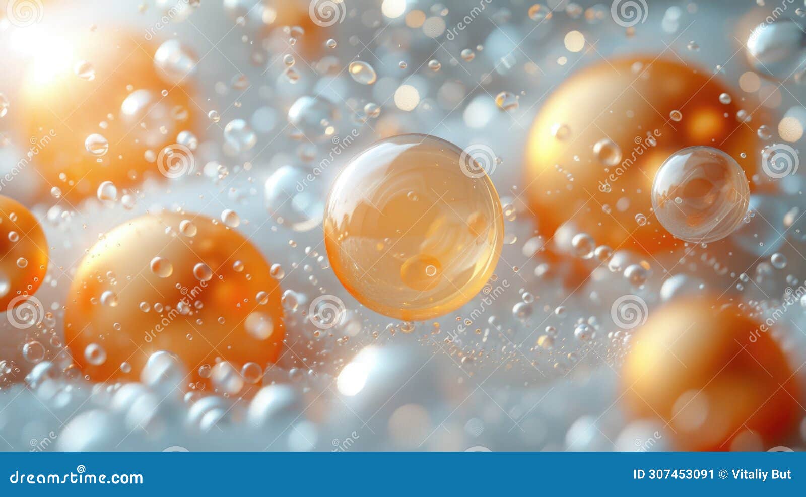 Floating Bubbles Effervesce in the Air. Generative AI. Stock ...