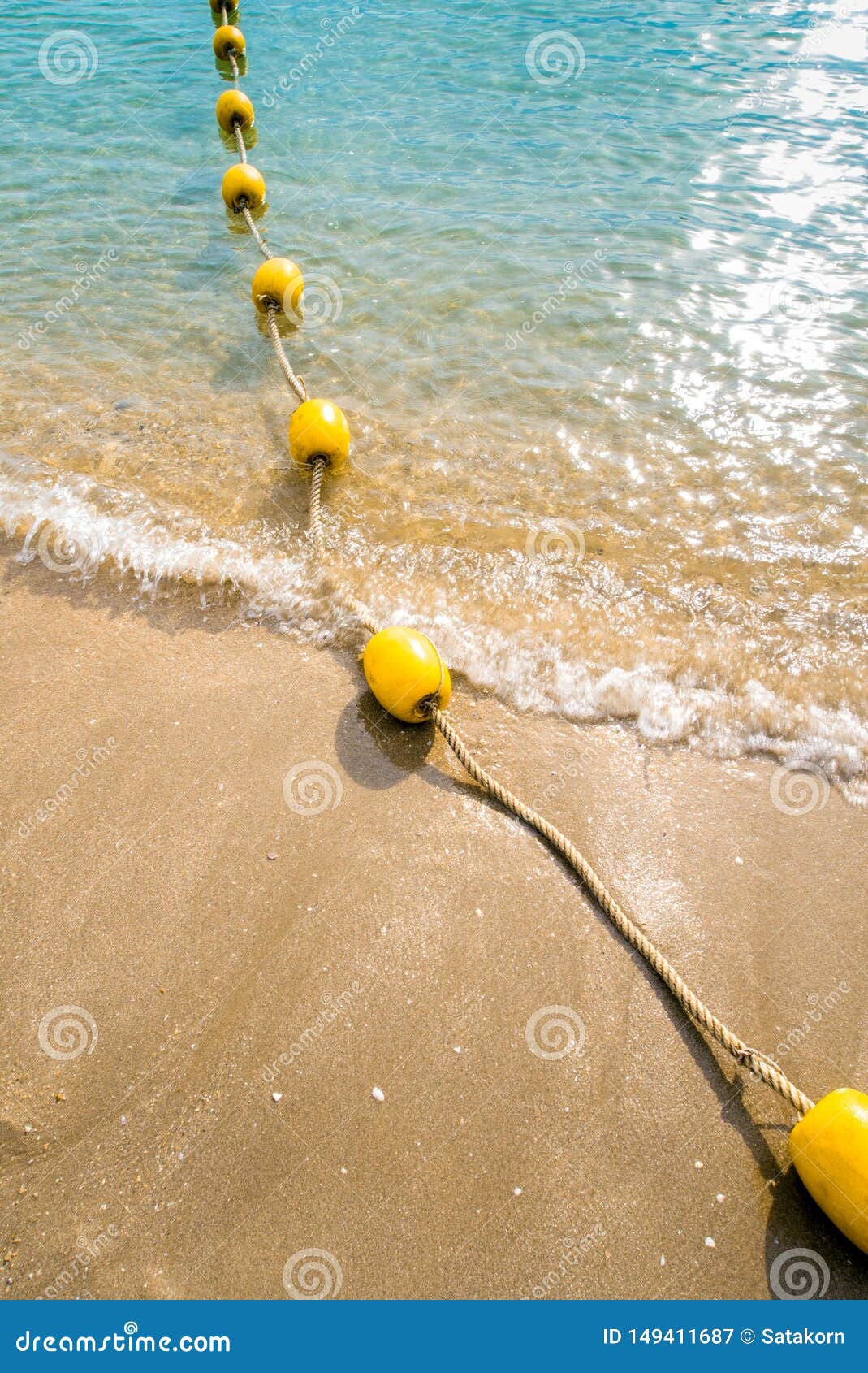 Floating Buoy and Rope Dividing the Area on Beach Stock Image - Image ...