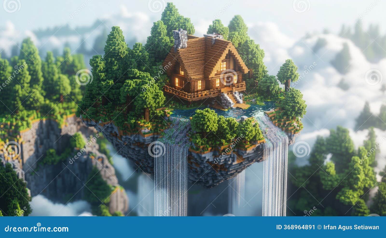 Waterfall In The Forest A Mystical Scene With A Fairy Flying Near The ...