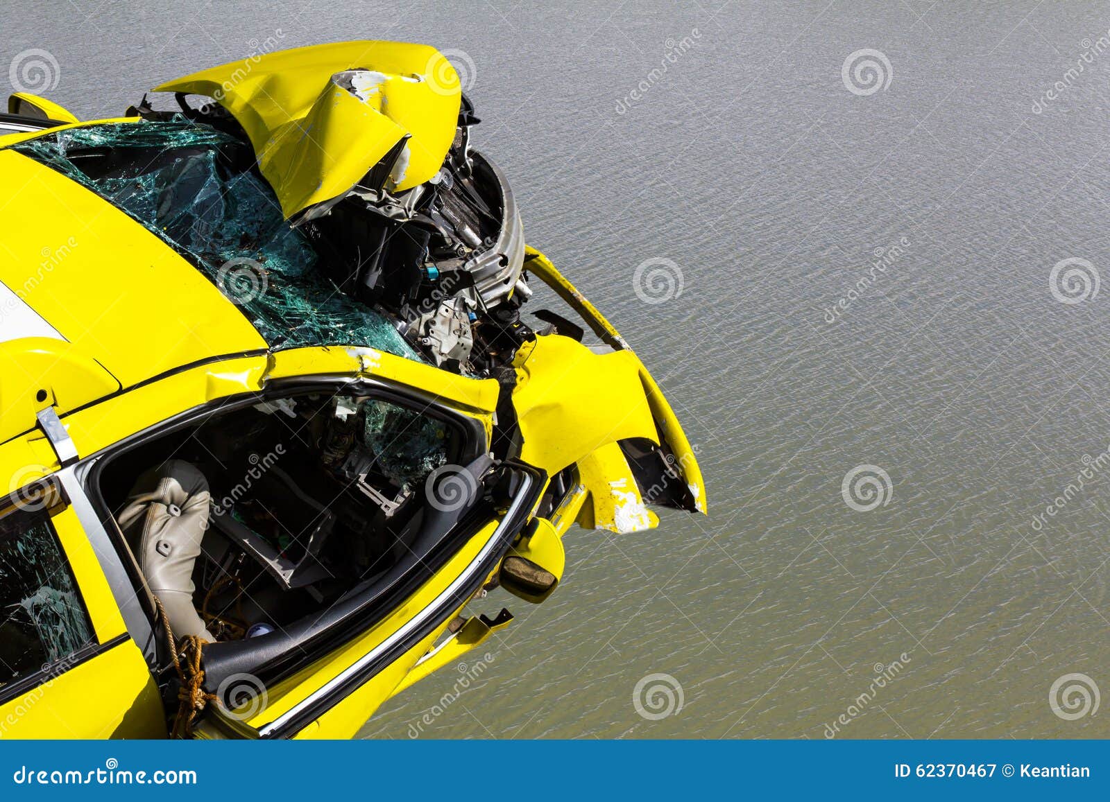 Floating car demolished. stock image. Image of damage - 62370467