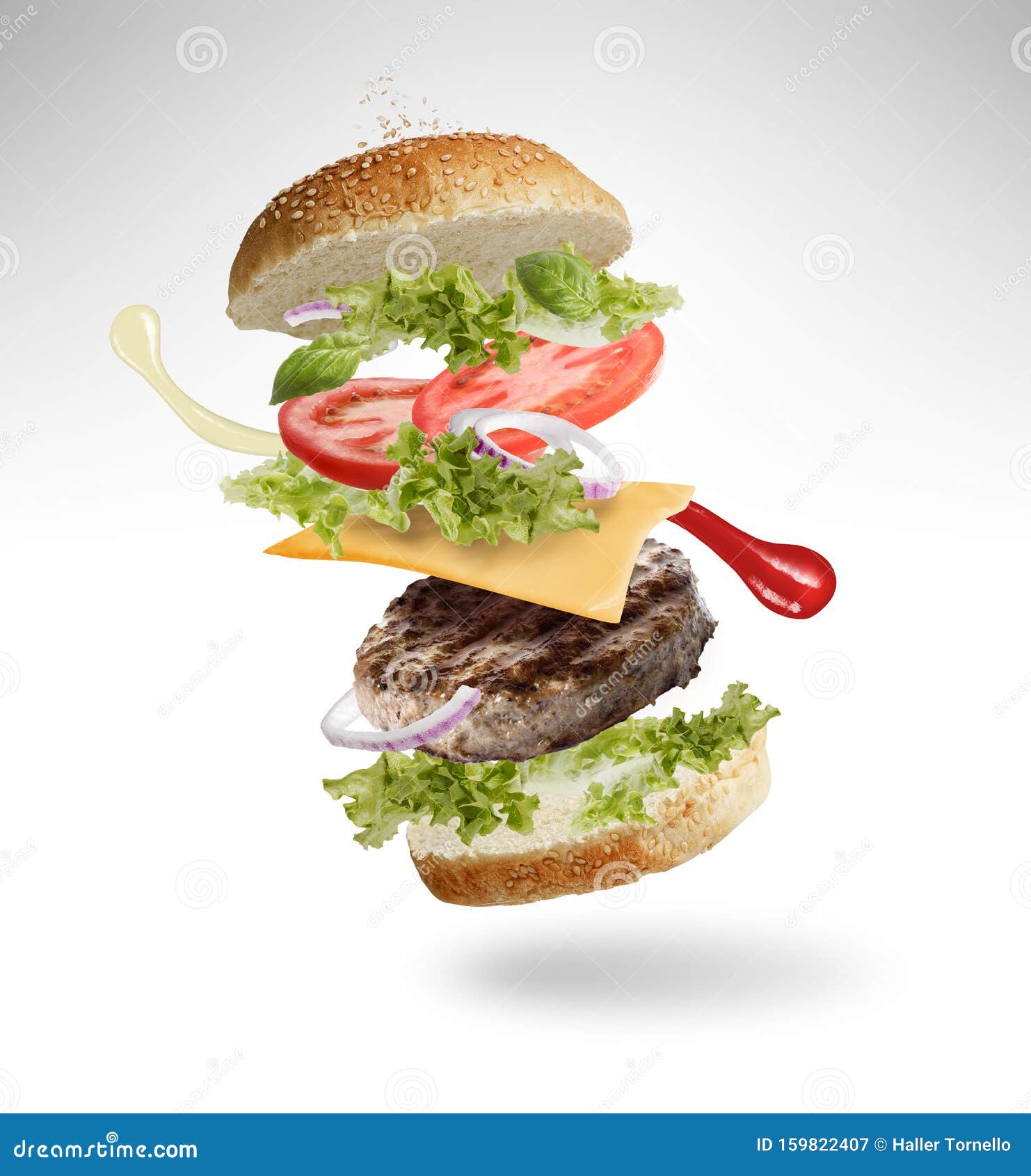 Floating Cheeseburger stock image. Image of fresh, meat - 159822407