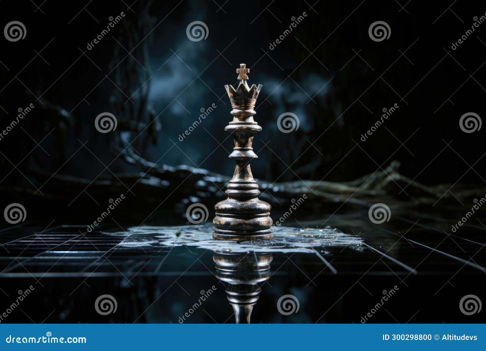 Floating Chess King Surrounded By Pieces Dramatic Mid-Air Chess ...