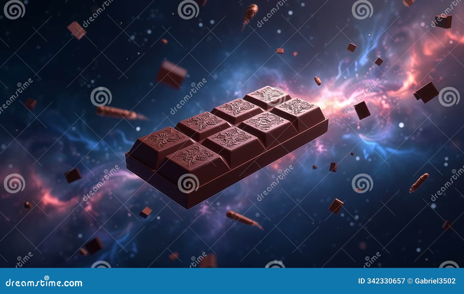 Floating Chocolate Bar in Outer Space. Space-Themed Floating Chocolate ...