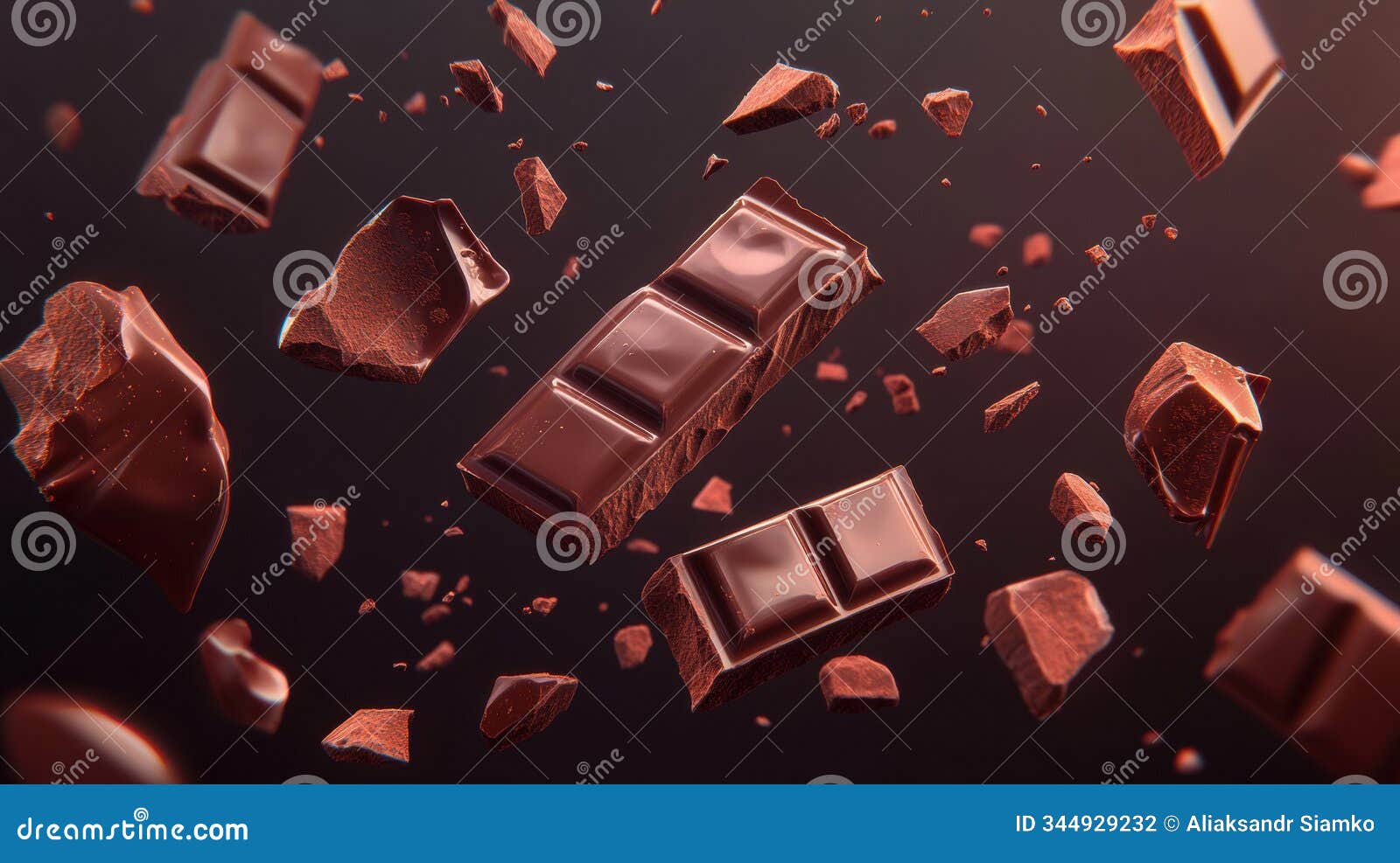 Floating Chocolate Bar Pieces With Detailed Textures Illustration ...