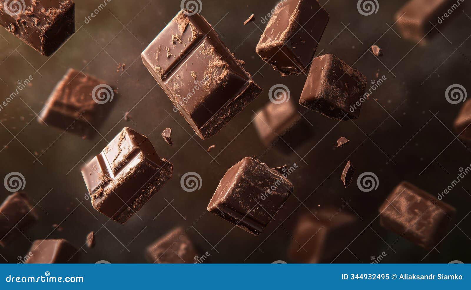 Floating Chocolate Bar Pieces with Detailed Textures Illustration Stock ...