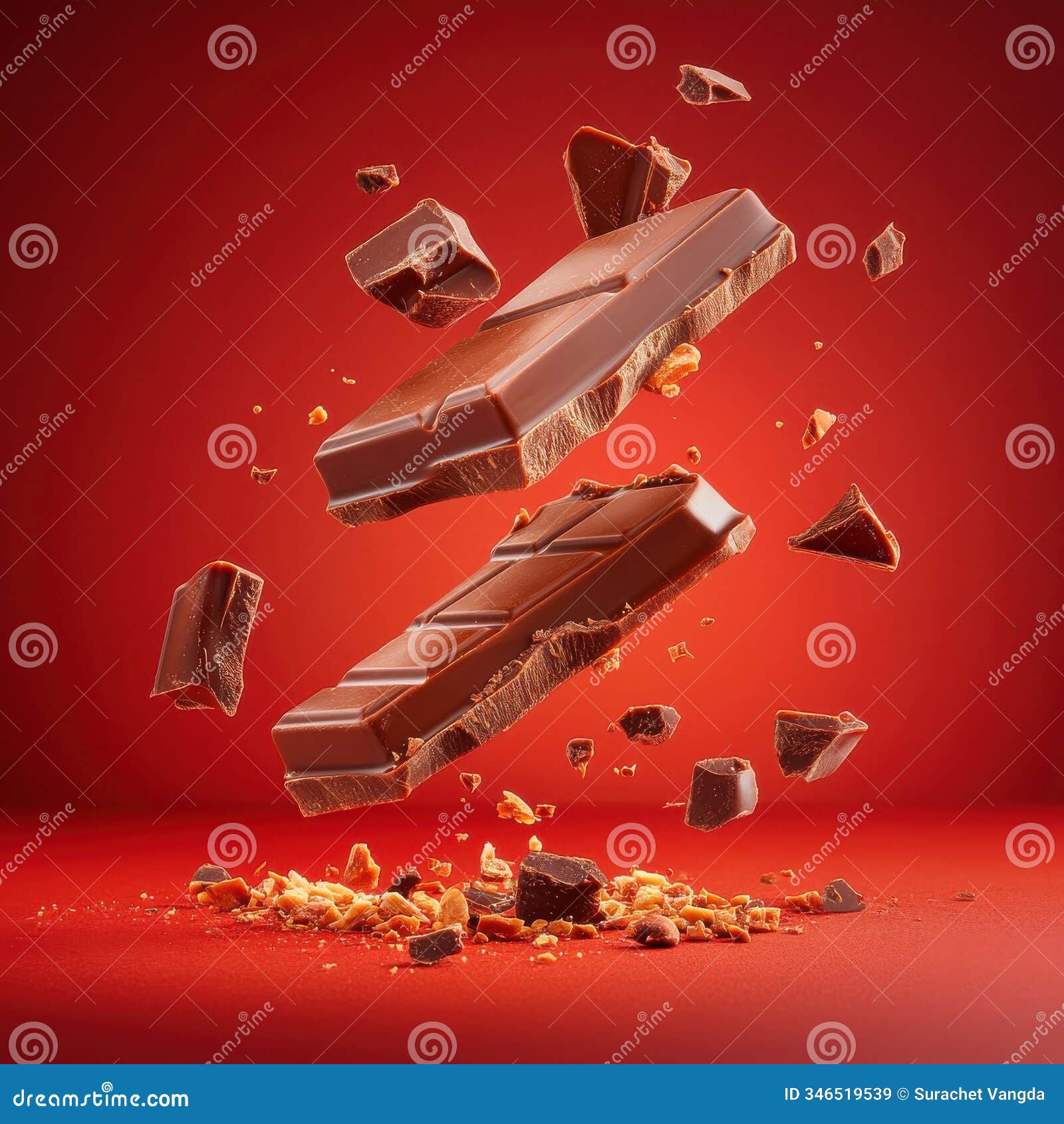 Floating Chocolate Bar in a Vibrant Surrounding Stock Illustration ...