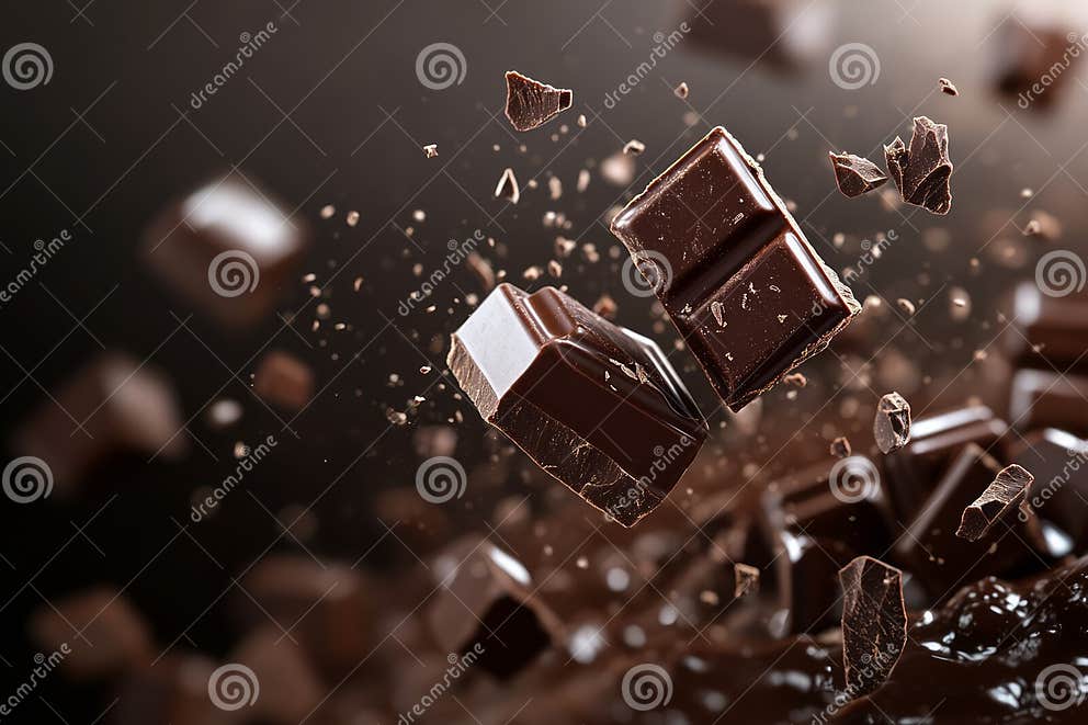 Floating Chocolate Chunks in Motion with Warm Ambient Light. Neural ...