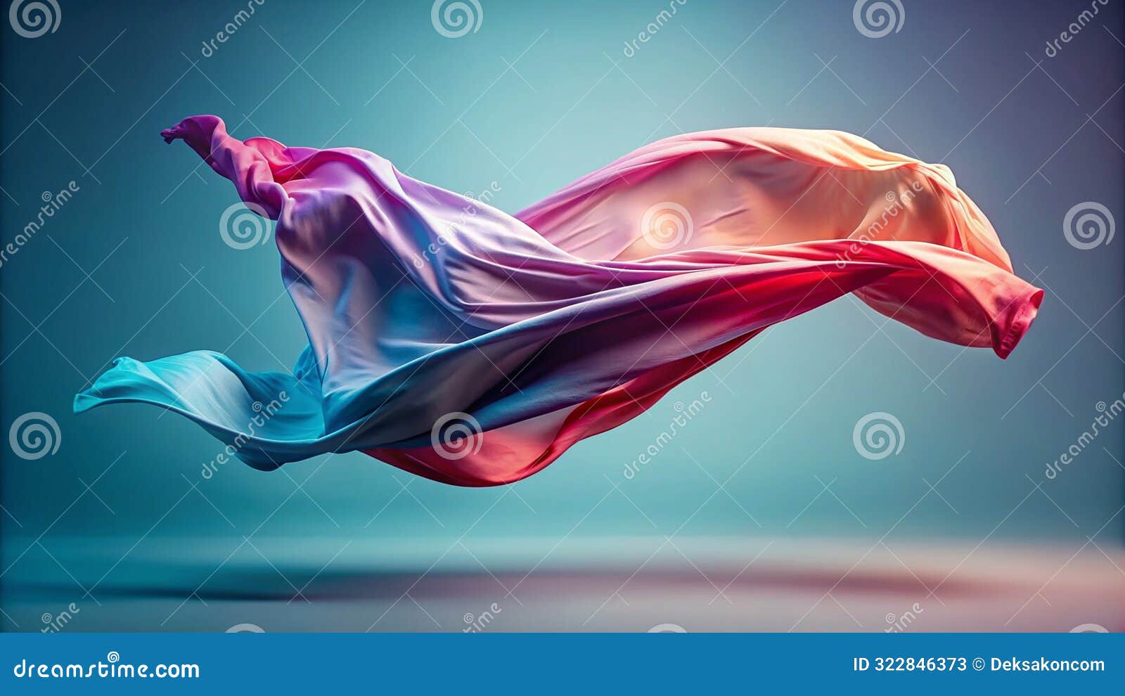 Floating Cloth in Dynamic Movement Over Gradient Background AI ...