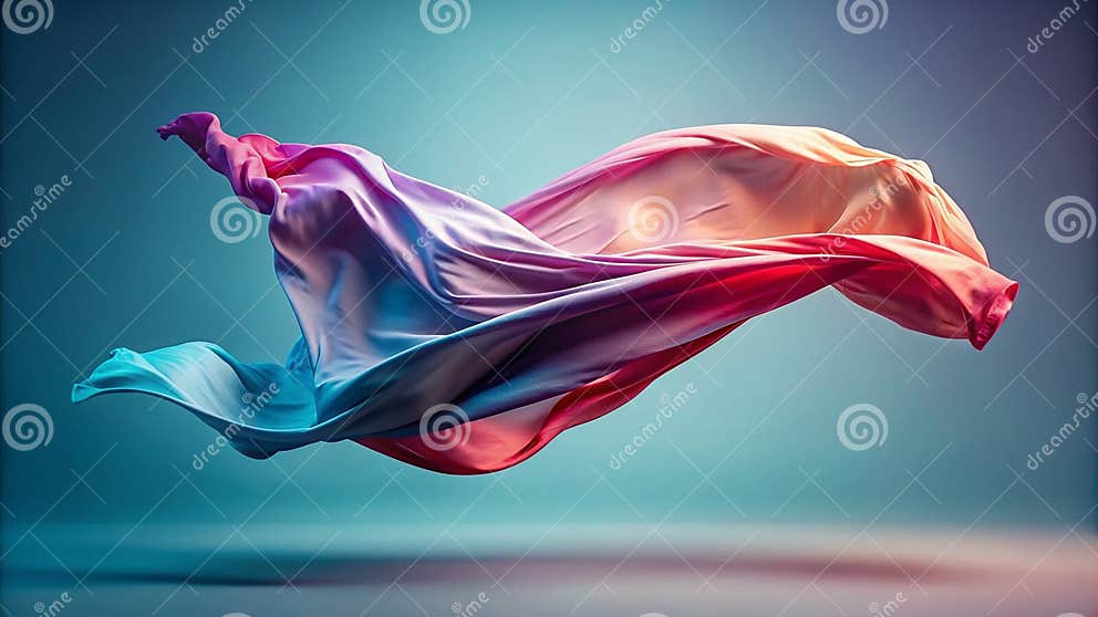 Floating Cloth in Dynamic Movement Over Gradient Background AI ...