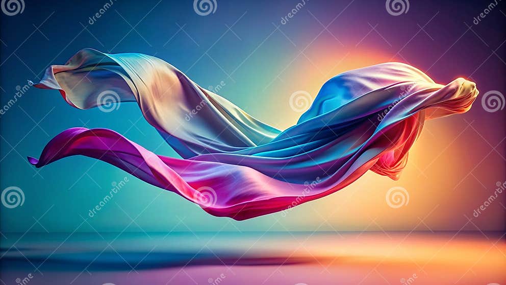 Floating Cloth in Dynamic Movement Over Gradient Background Generative ...