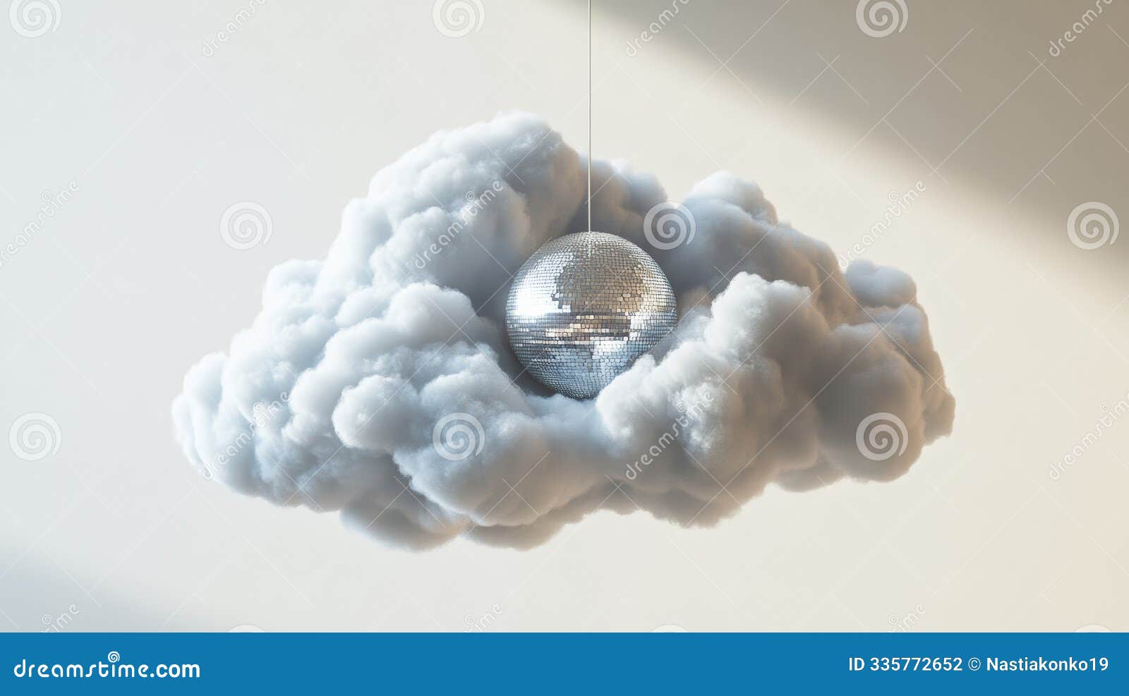 Floating Cloud with Disco Ball, Surreal Concept Stock Photo - Image of interior, dreamy: 335772652