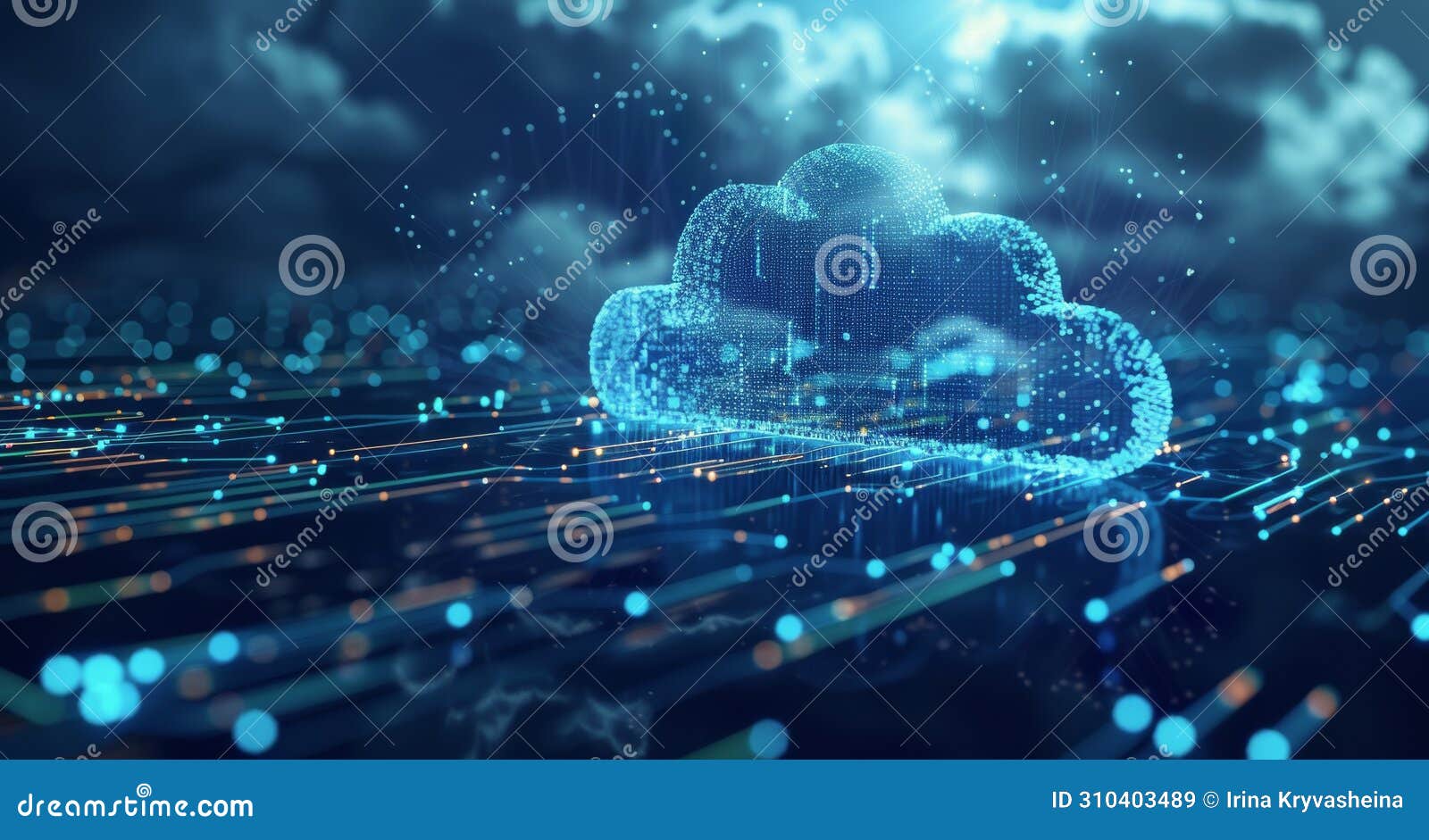 Floating Cloud Surrounded by Lines and Dots Stock Image - Image of ...