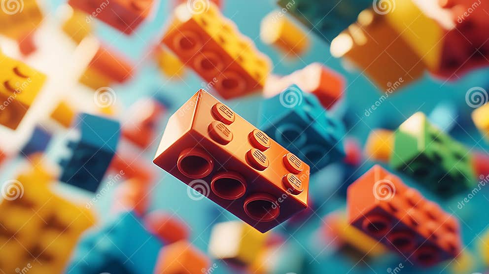 Floating Colorful Plastic Bricks in Abstract 3D Space Stock ...