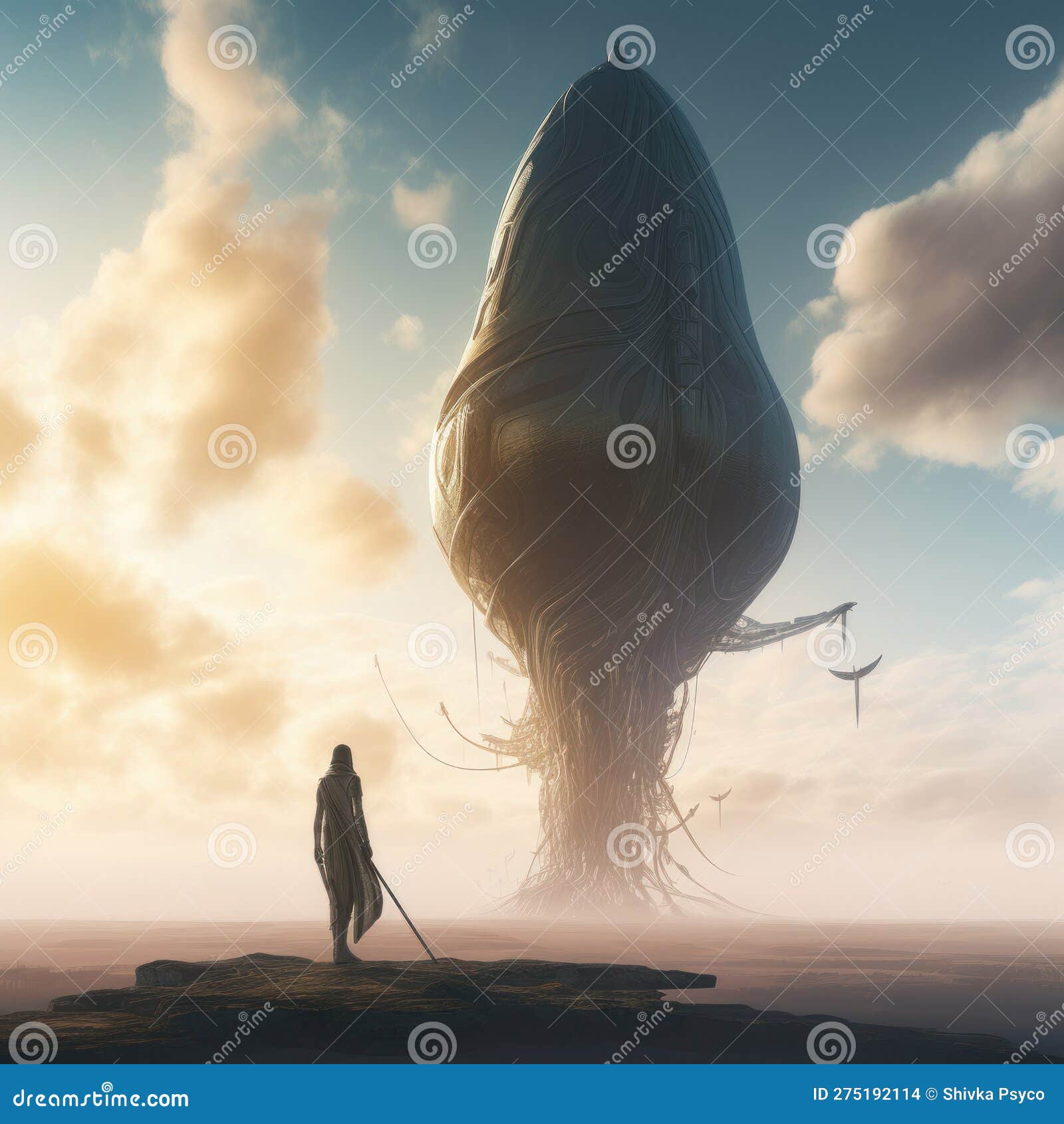 Floating Colossal Futuristic Statue Generative AI Royalty-Free Stock ...