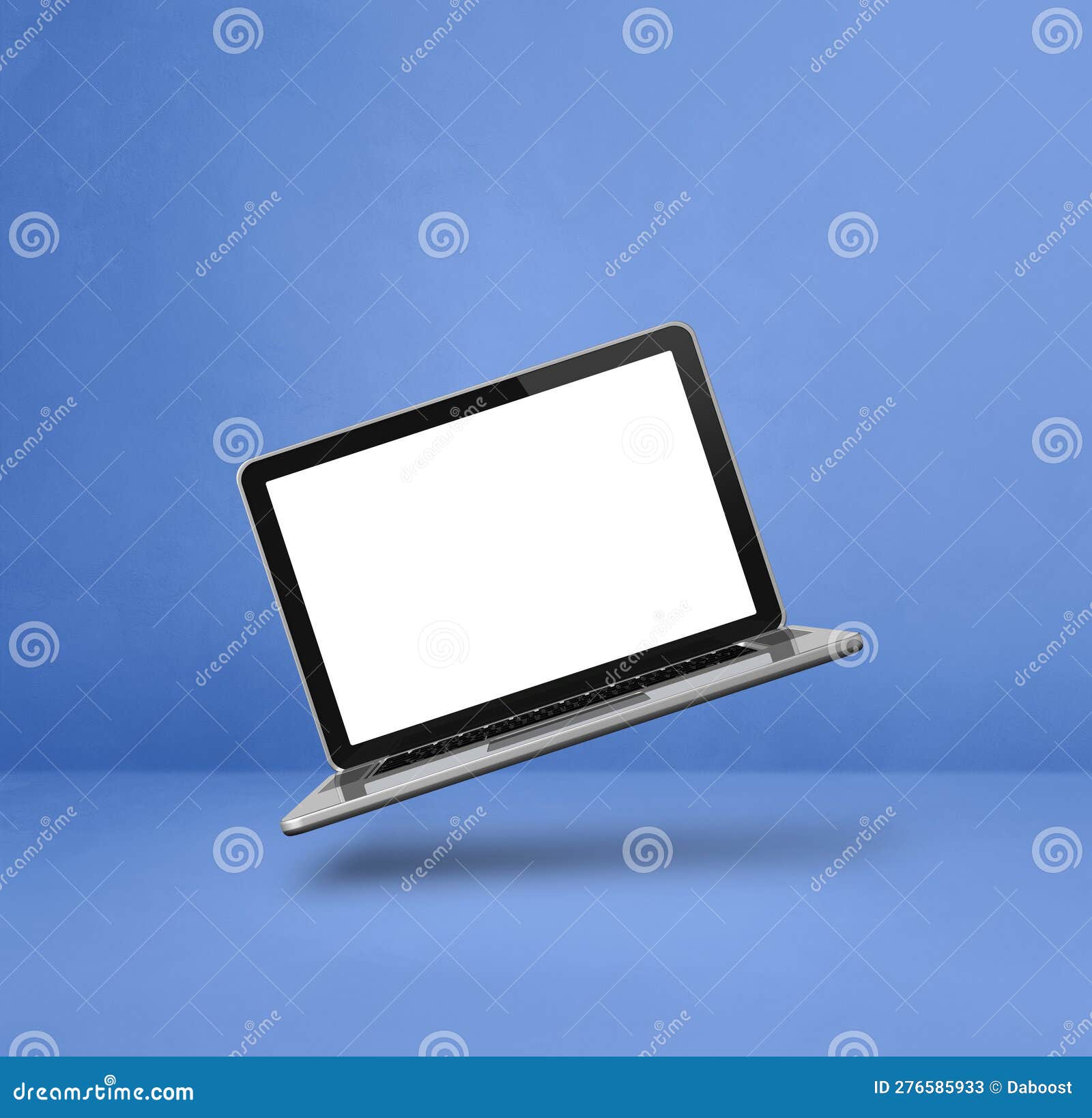 Floating Computer Laptop Isolated on Blue. Square Background Stock ...