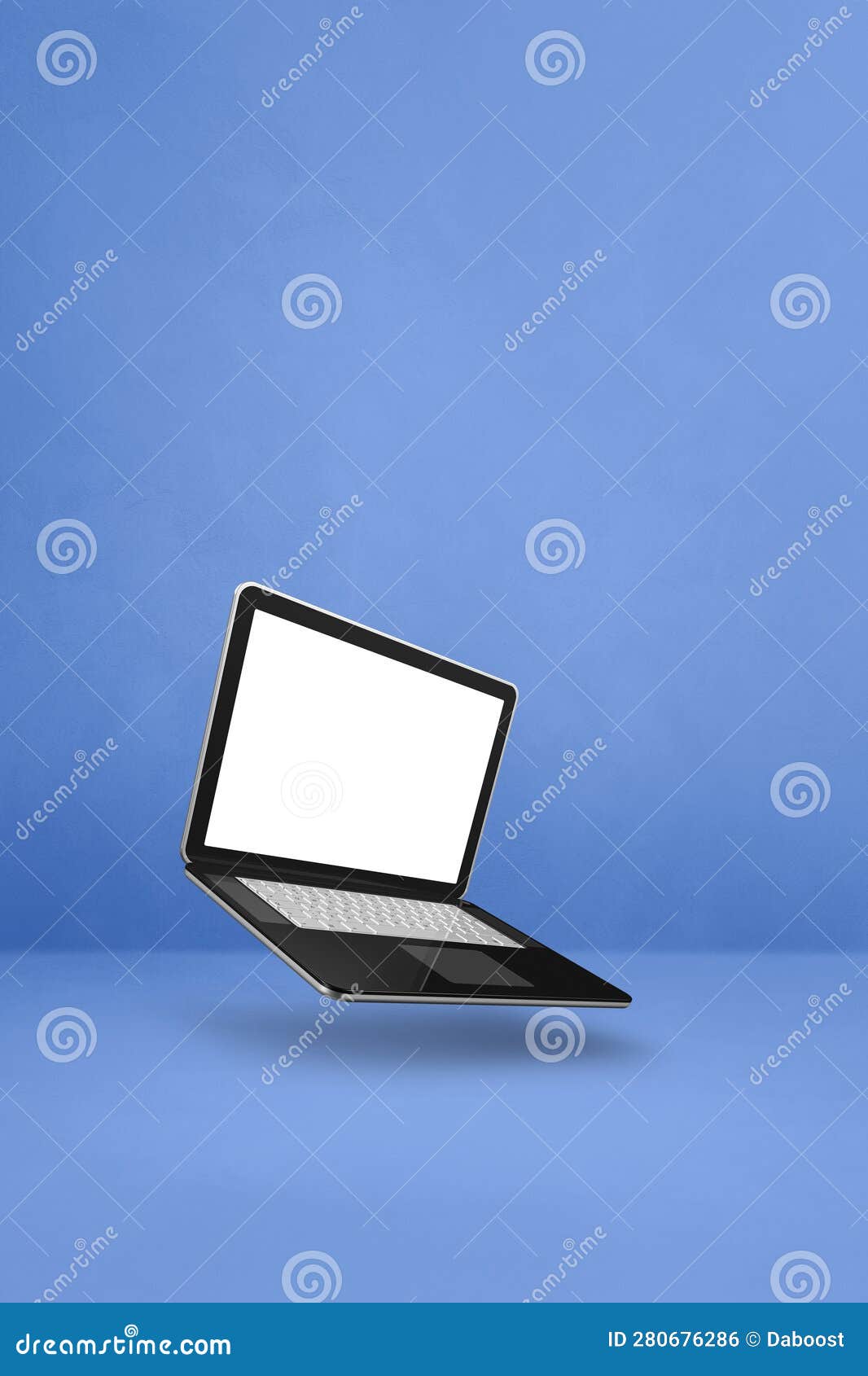 Floating Computer Laptop Isolated on Blue. Vertical Background Stock ...
