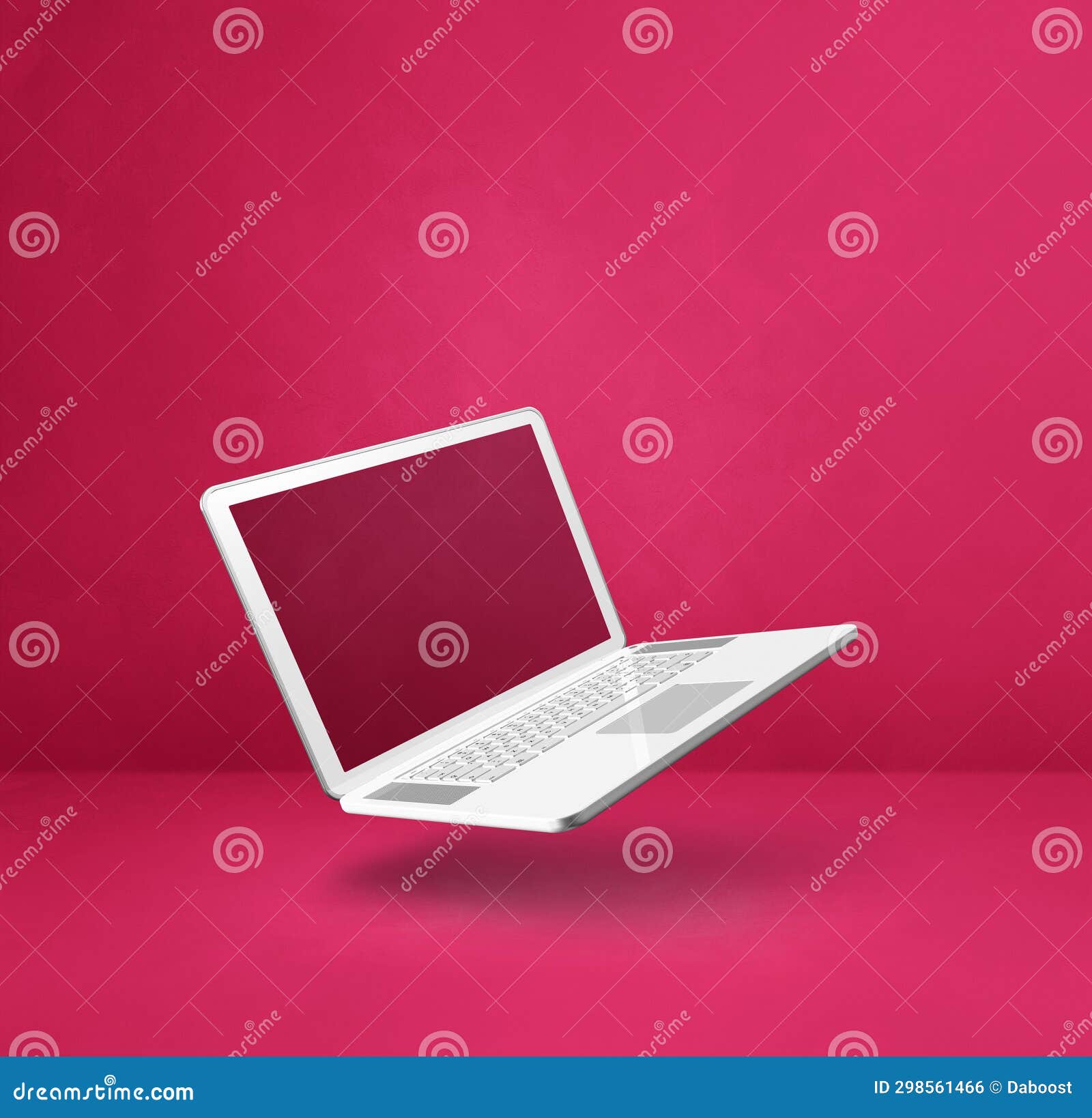 Floating Computer Laptop Isolated on Pink. Square Background Stock ...