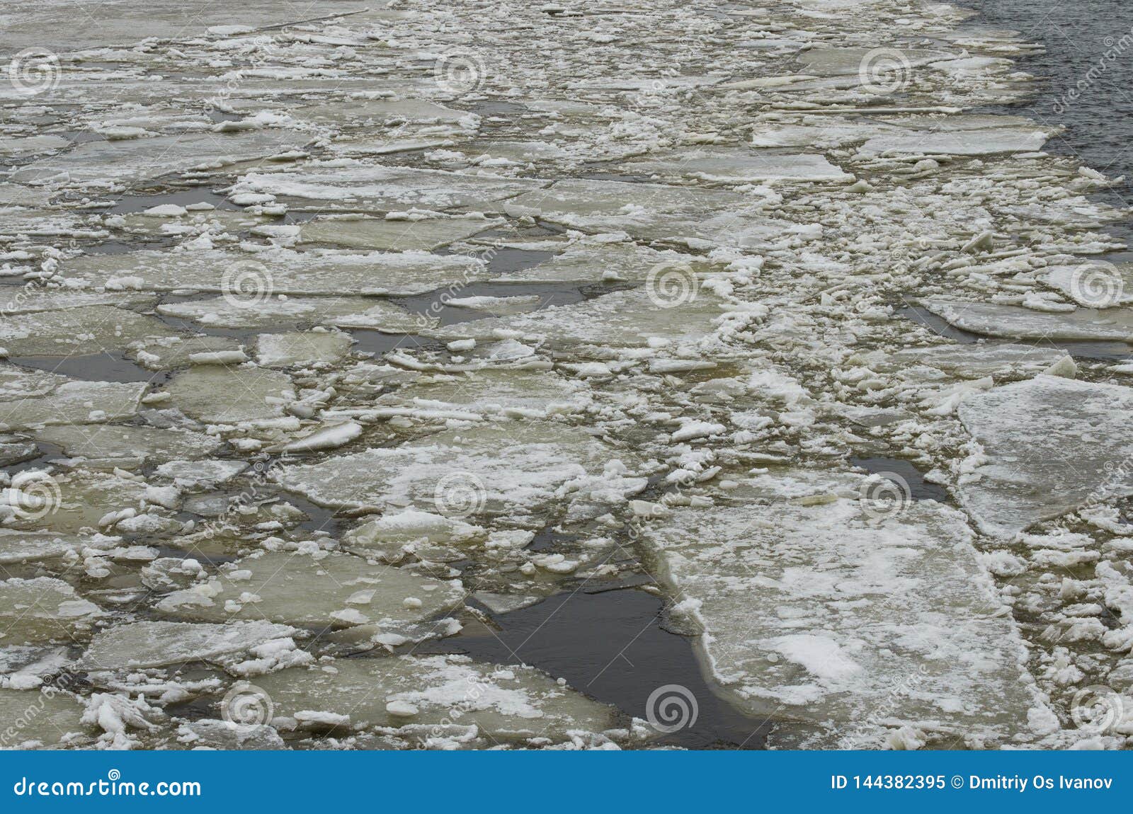 Floating Cracked Ice and Sludge on River Stock Image - Image of ...