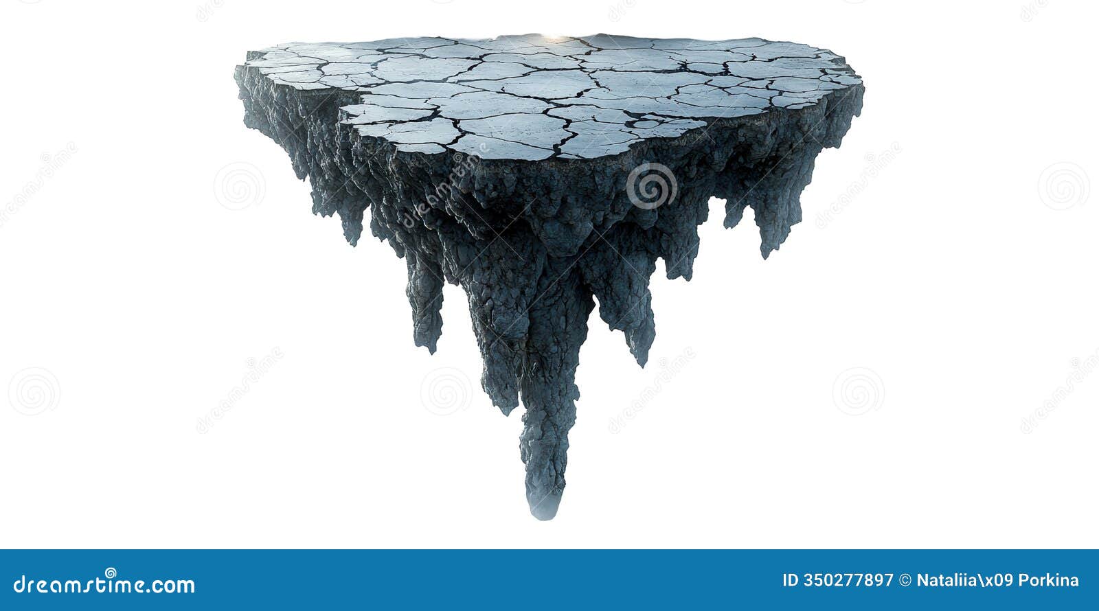 Floating Cracked Rock Formation Isolated on Transparent Background ...