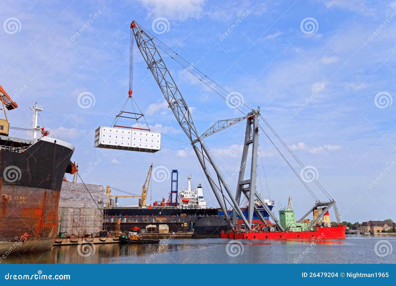 Floating crane stock photo. Image of lifting, goods, derrick - 26479204