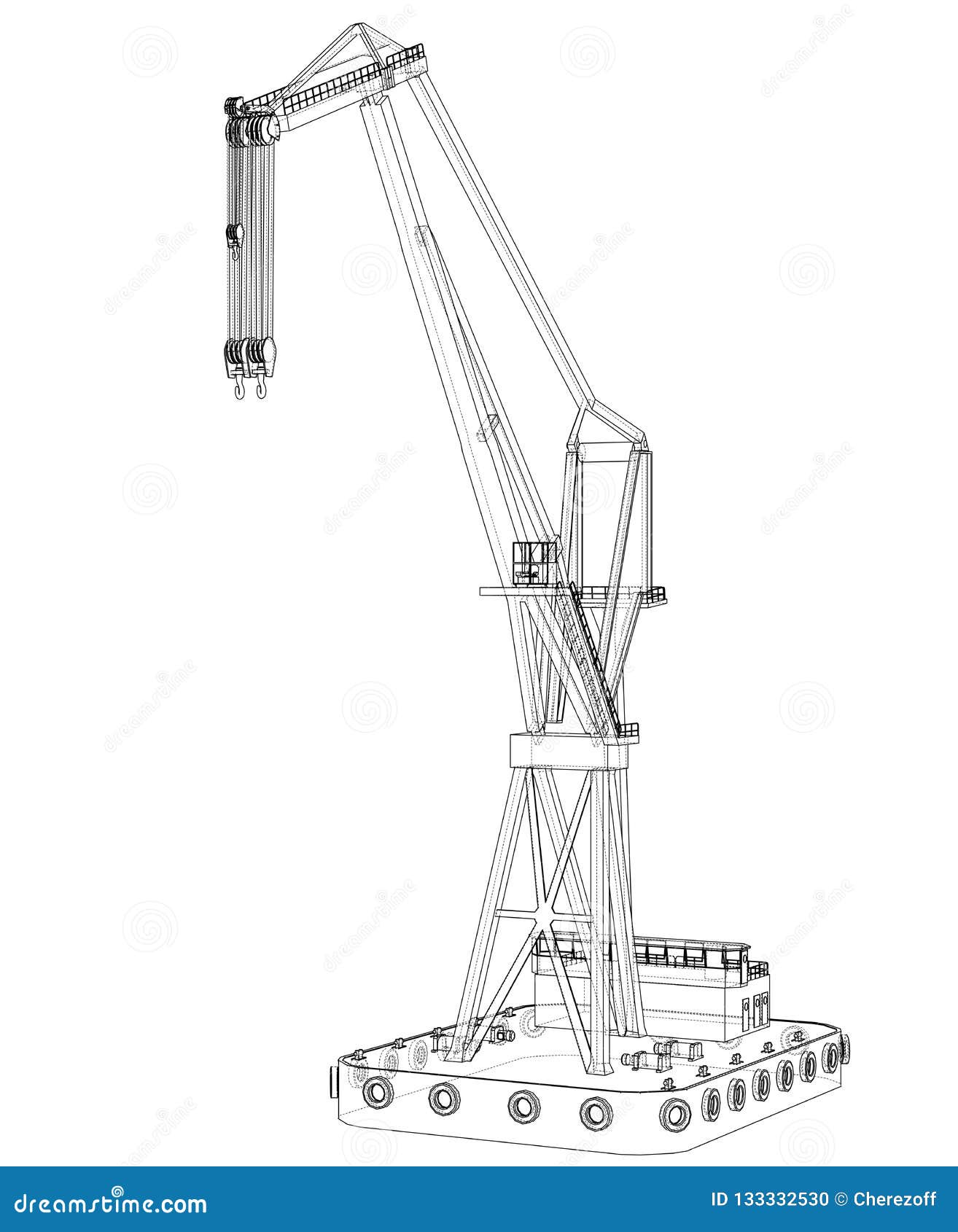 Floating Crane. 3d Illustration Stock Illustration - Illustration of ...