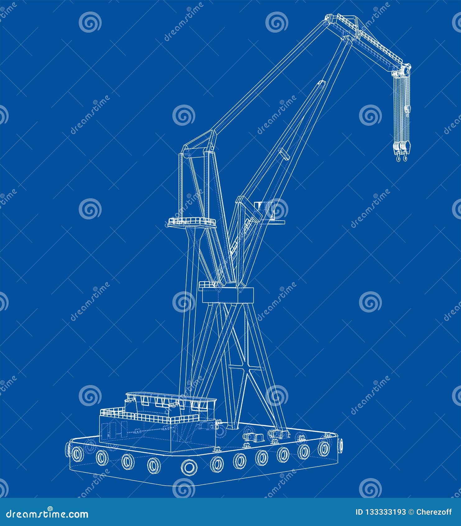 Floating Crane. 3d Illustration Stock Illustration - Illustration of ...