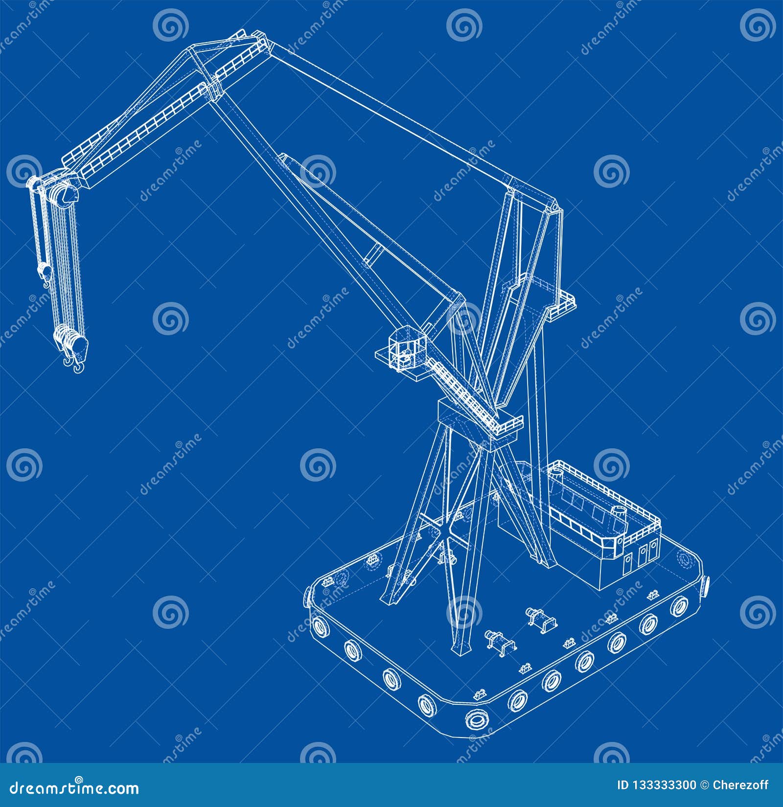 Floating Crane. 3d Illustration Stock Illustration - Illustration of ...