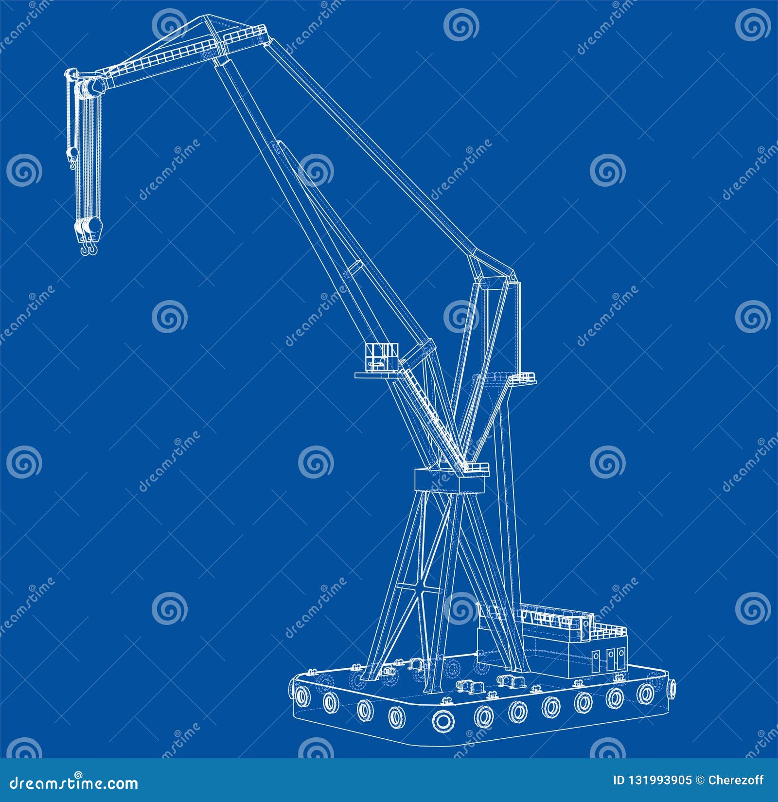Floating crane. Vector stock vector. Illustration of floating - 131993905