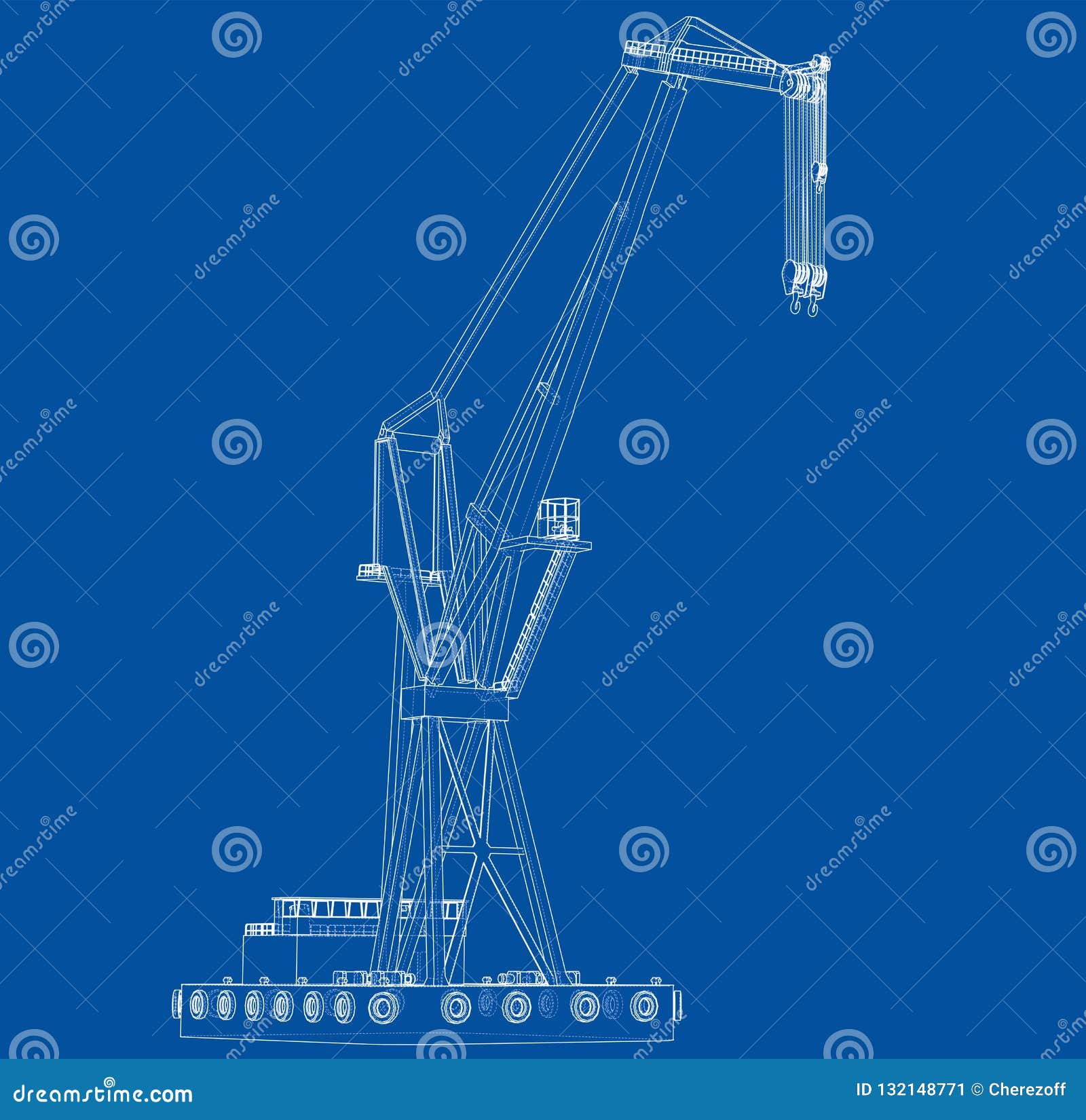 Floating crane. Vector stock vector. Illustration of machine - 132148771