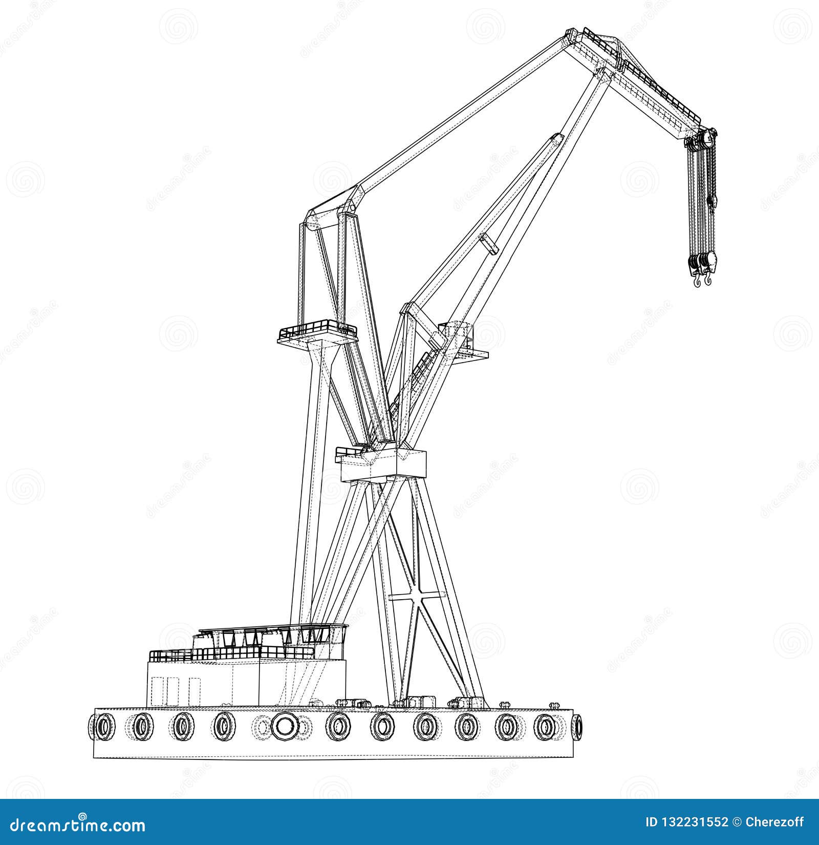 Floating crane. Vector stock vector. Illustration of hook - 132231552
