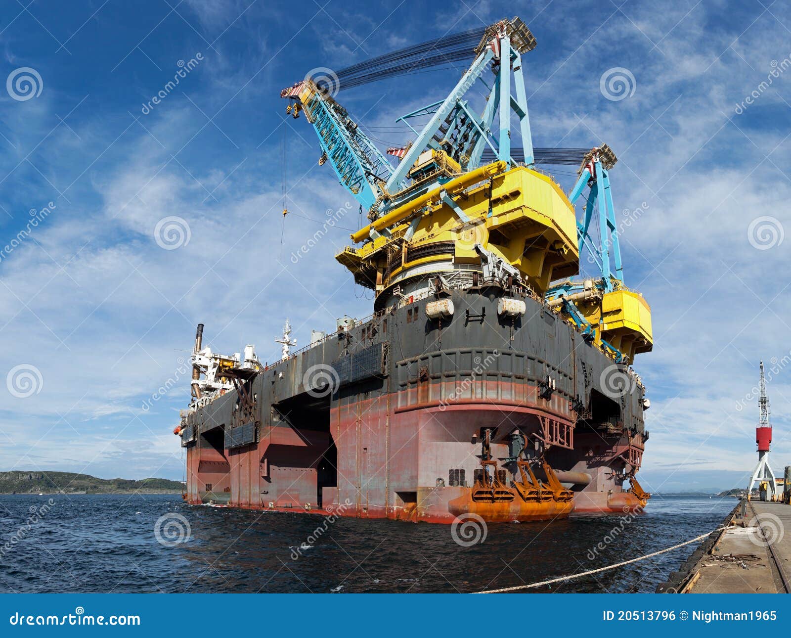 Floating crane vessel stock photo. Image of boat, harbor - 20513796