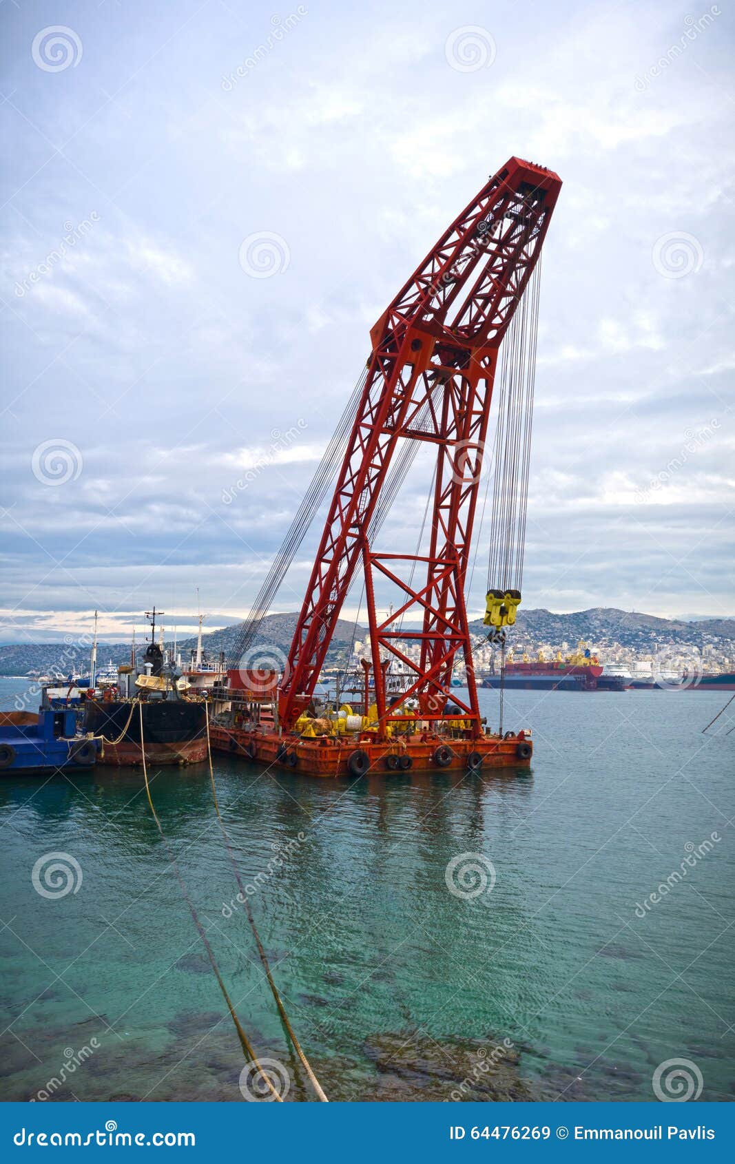 Floating crane stock image. Image of dredging, dockyard - 64476269